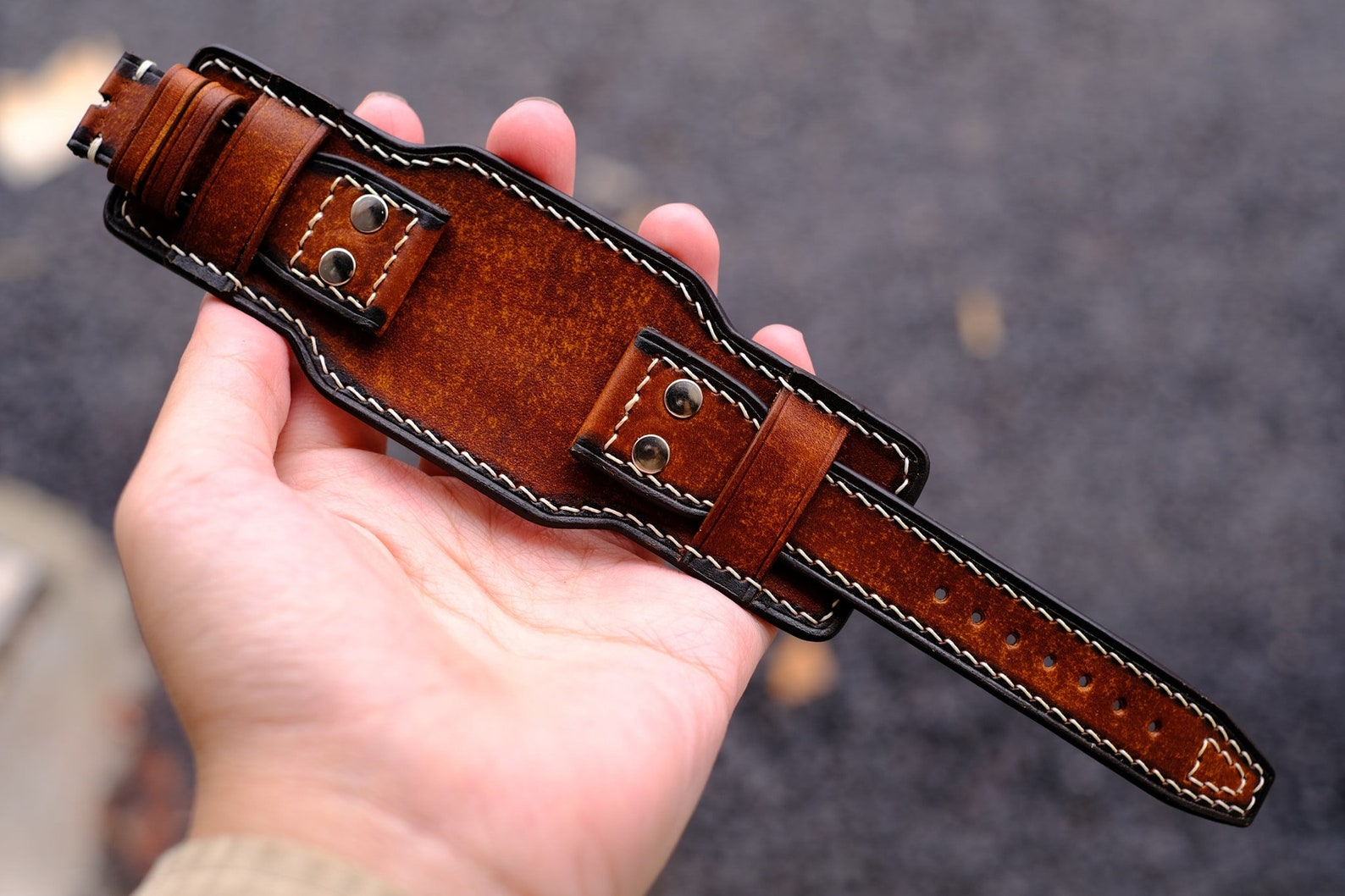 Leather Bund Strap, Bund Watch Band 16mm 18mm 20mm 22mm 24mm, Leather ...