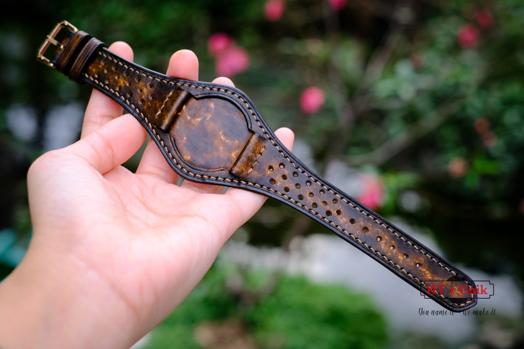Custom Leather Bund Strap With Rally Holes, Bund Band 16mm 18mm 20mm ...
