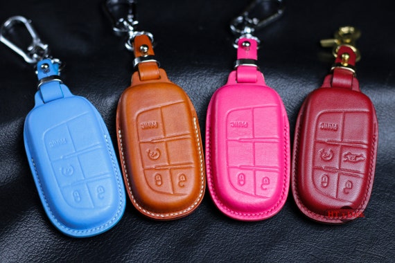 Pink Cute Leather Key Fob Cover Grand Cherokee Custom Fob Holder Compass Chryslerr 300 200 Challenger Charger Dart Durango SRT Accessories Etsy
