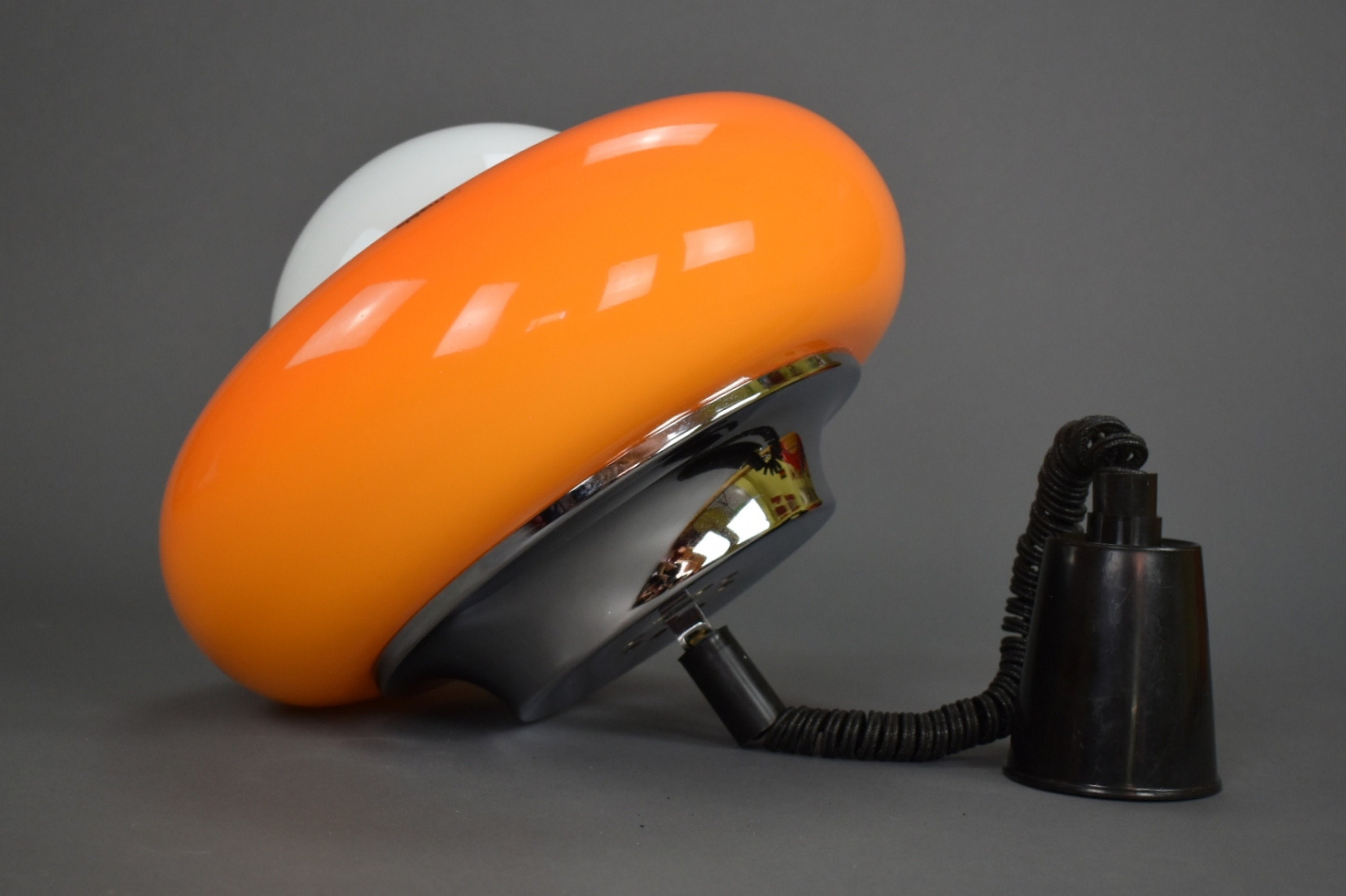 Vintage Meblo Guzzini Orange Pendant Light, MCM Hanging Lamp, Atomic ...