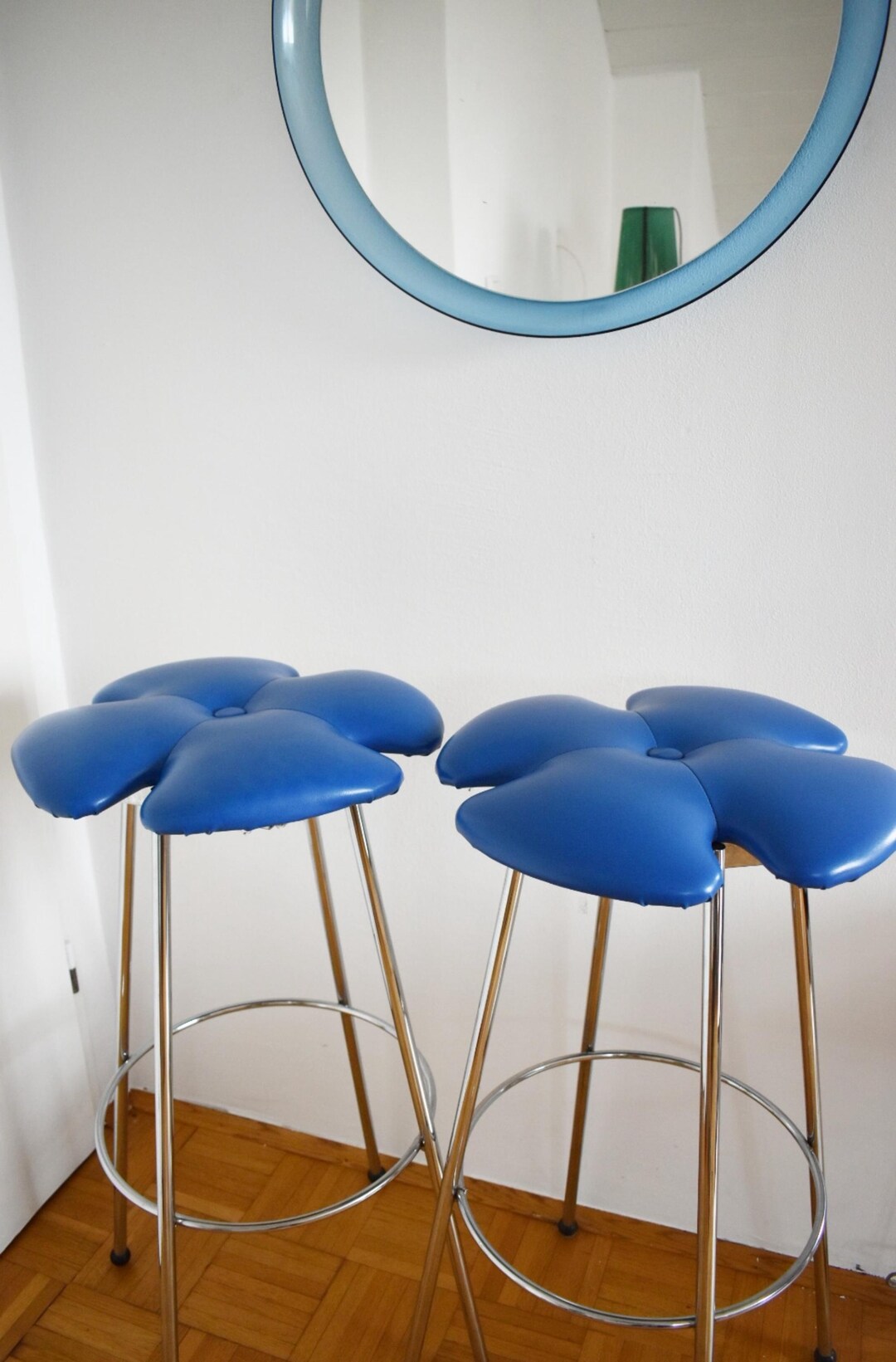 One of Two Effezeta Bar Stool/ Pop Art Blue Chair/ Mid Century Modern ...