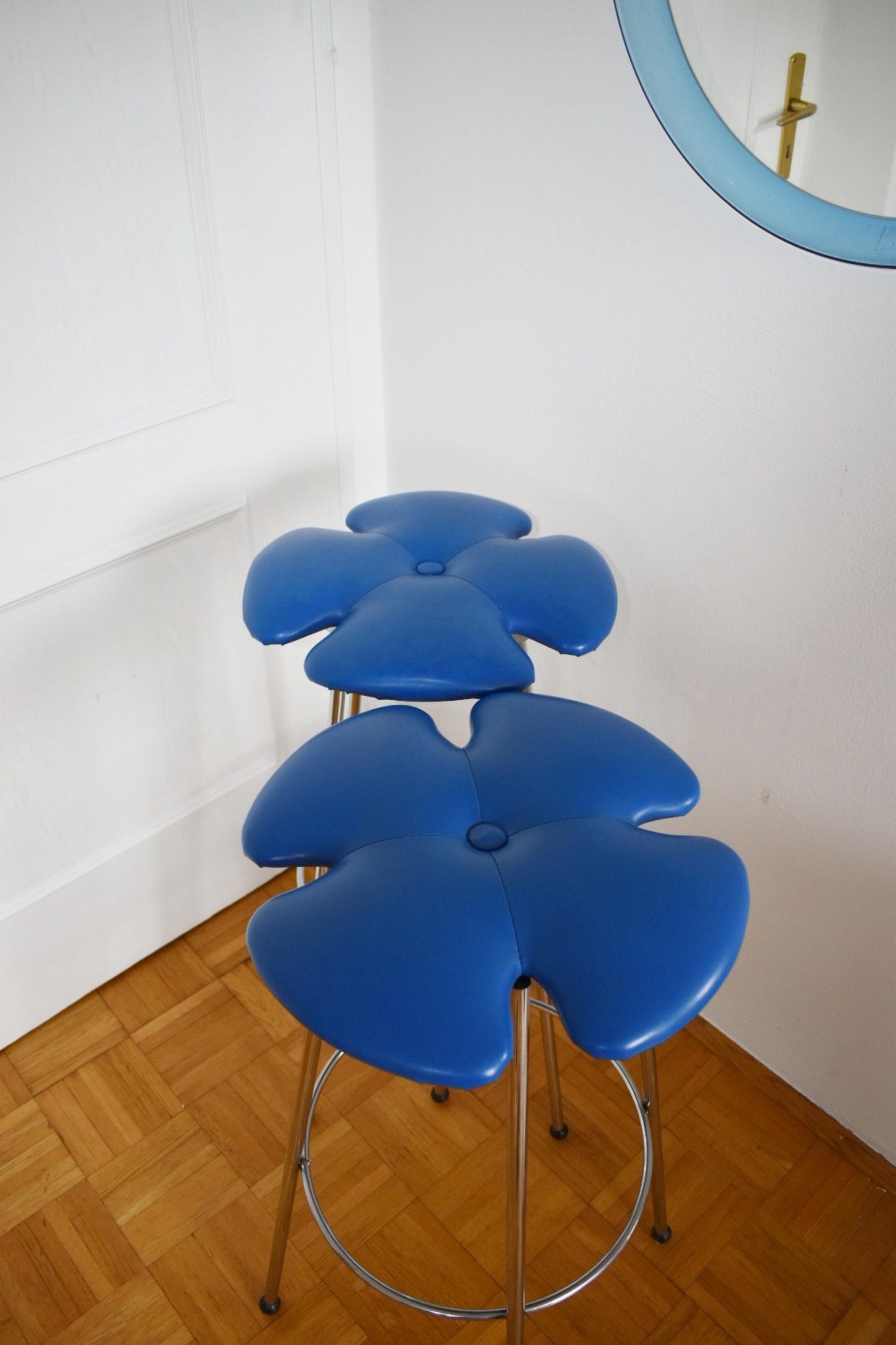 One of Two Effezeta Bar Stool/ Pop Art Blue Chair/ Mid Century Modern ...