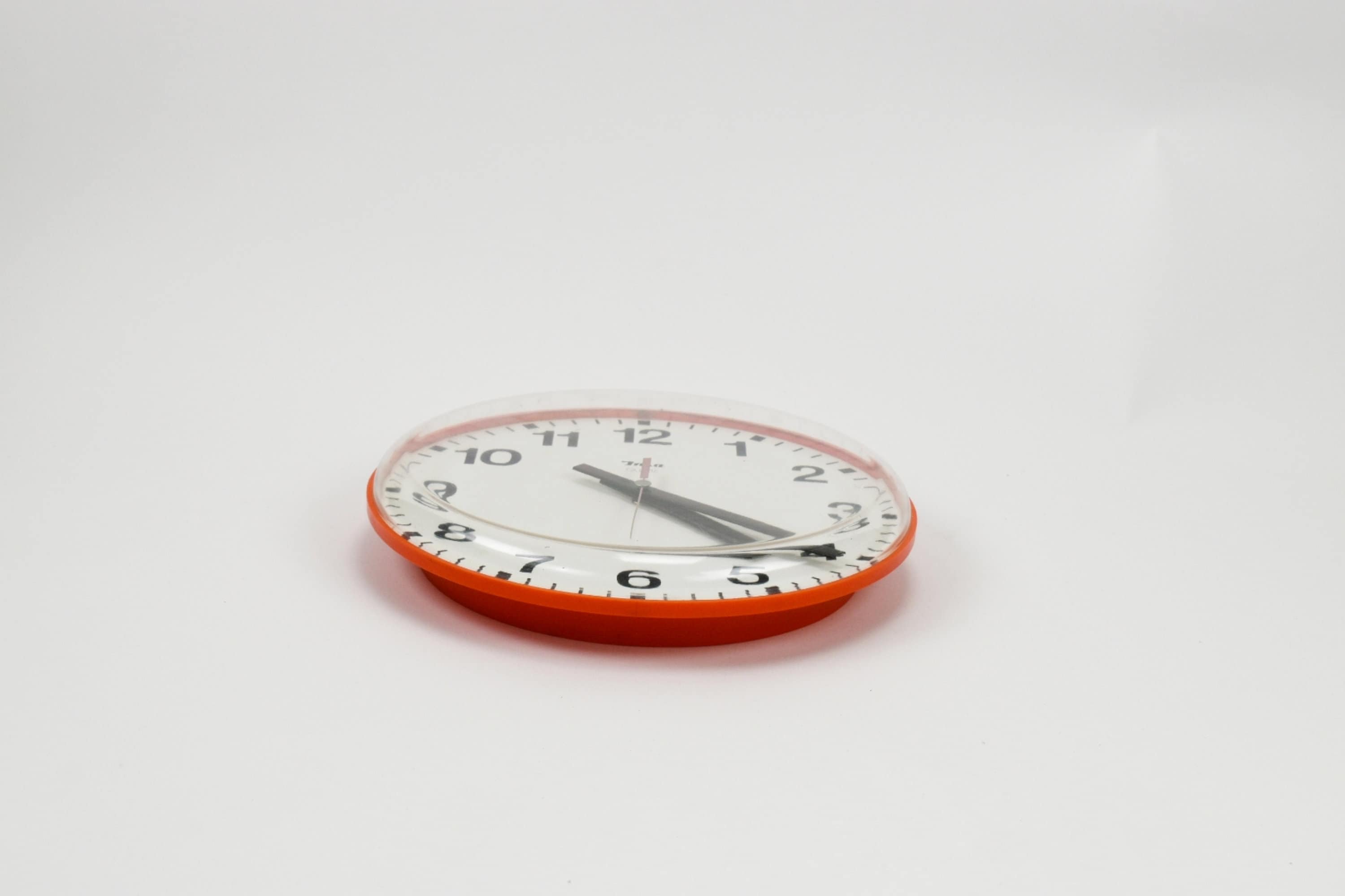 Vintage Large Plastic Wall Clock by Insa, Orange Space Age Wall Clock ...