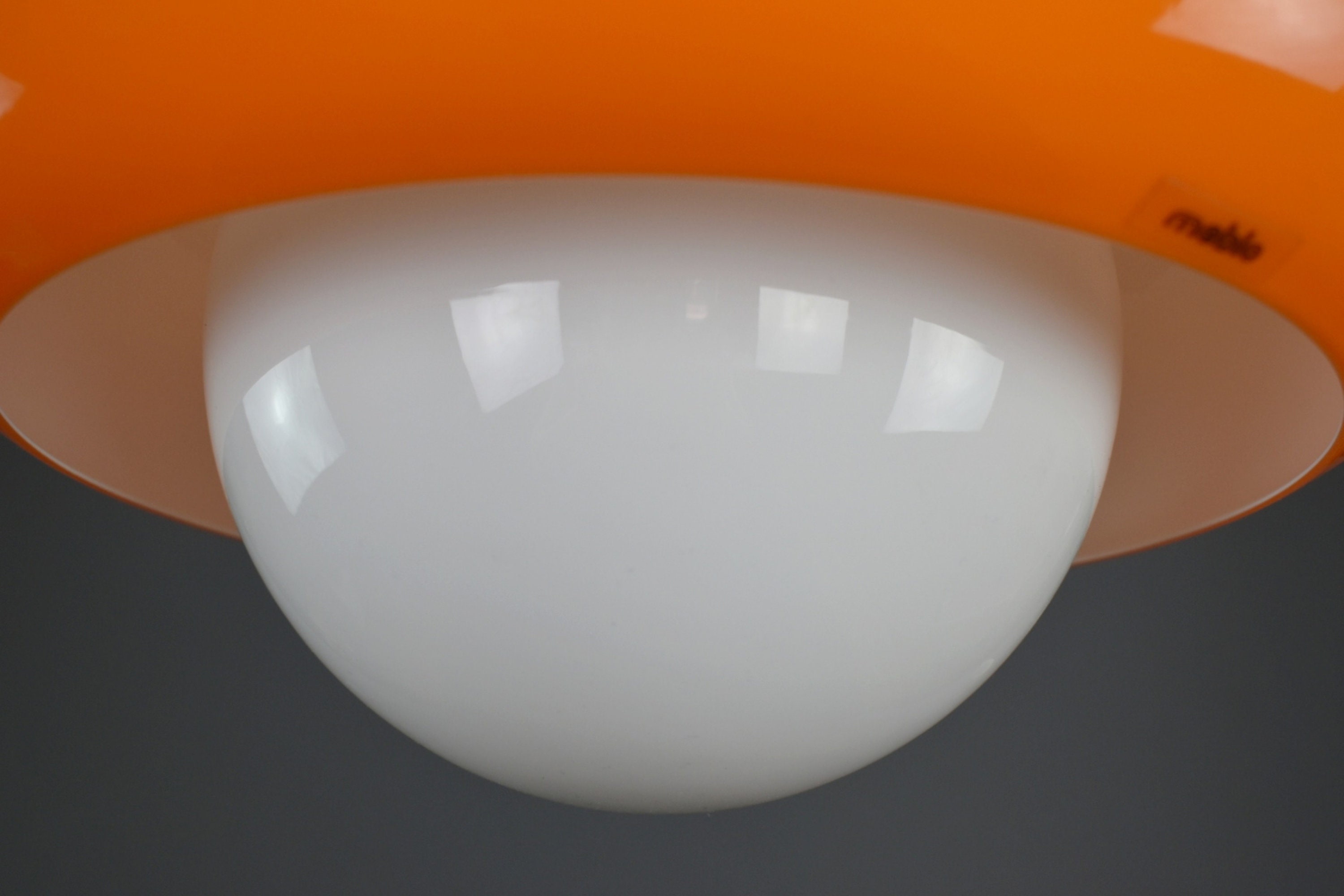 Vintage Meblo Guzzini Orange Pendant Light, MCM Hanging Lamp, Atomic ...