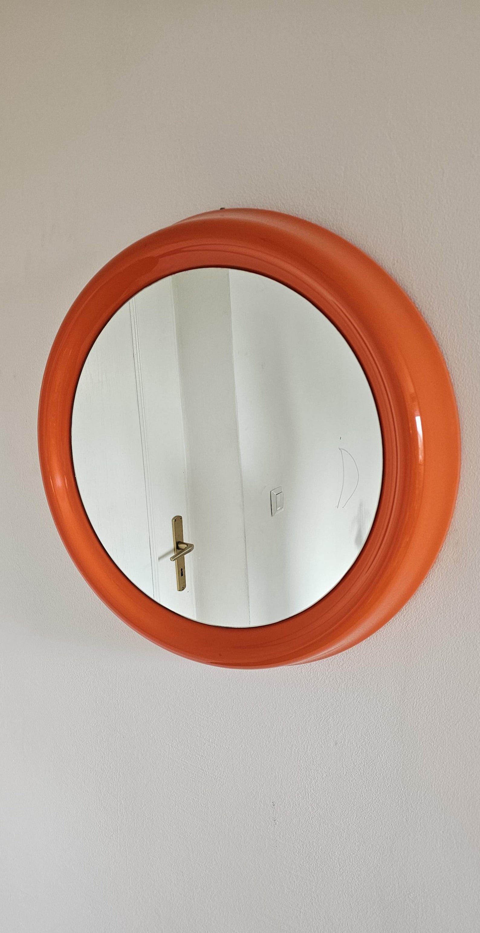 Vintage 1970s Orange Plastic Space Age Round Mirror/ Pop Art Decor ...