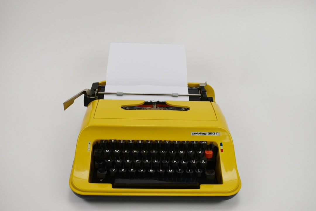 Vintage 70s Privileg Typewriter, Yellow Retro Typewriter, Germany 70s ...