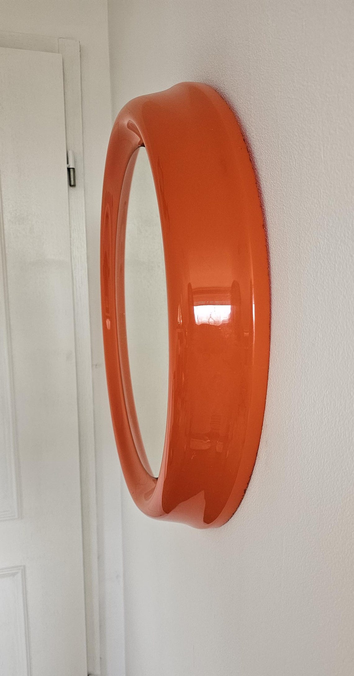 Vintage 1970s Orange Plastic Space Age Round Mirror/ Pop Art Decor ...