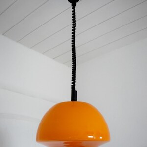 Vintage Orange Opaline Glass Pendant Light, Mid-century Modern Hanging ...