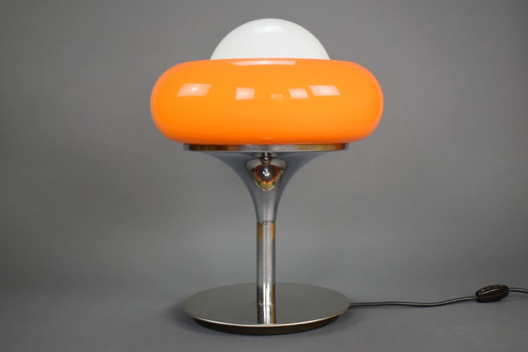 Rare Vintage Meblo Guzzini Table Lamp, Orange Space Age Design Lamp ...