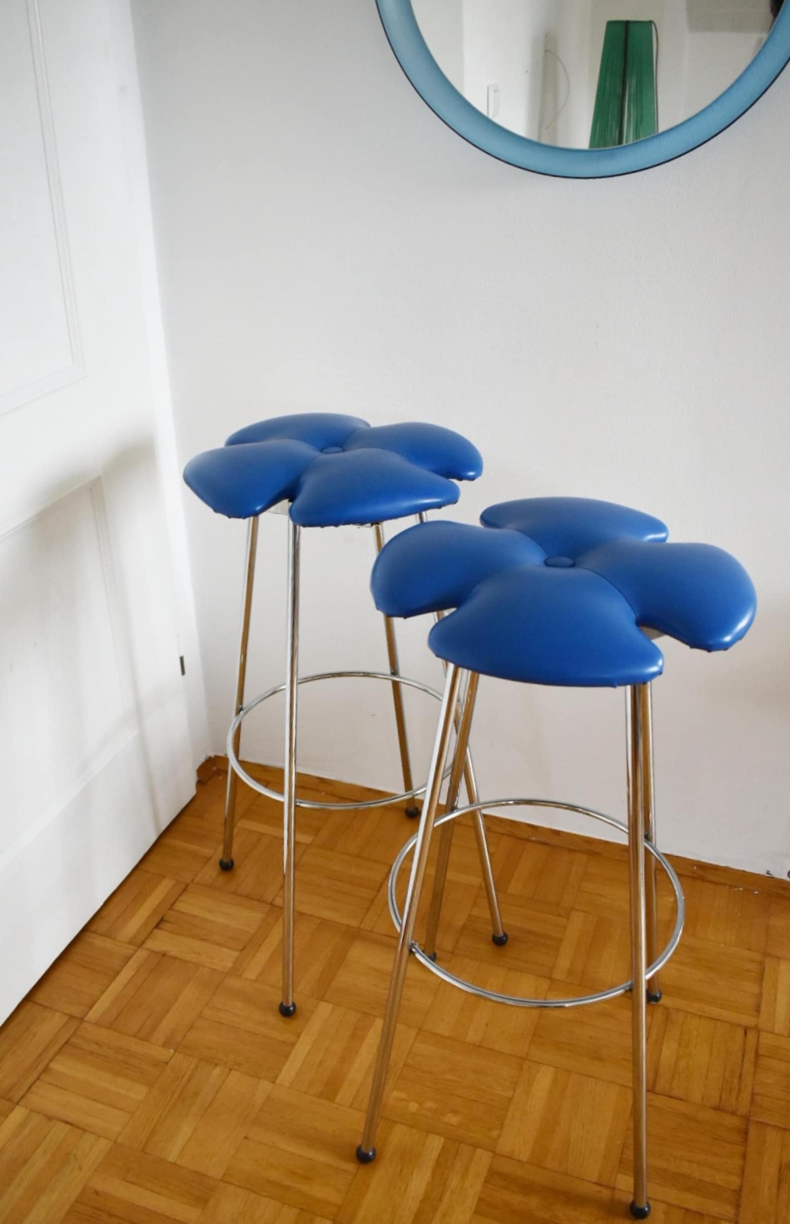One of Two Effezeta Bar Stool/ Pop Art Blue Chair/ Mid Century Modern ...
