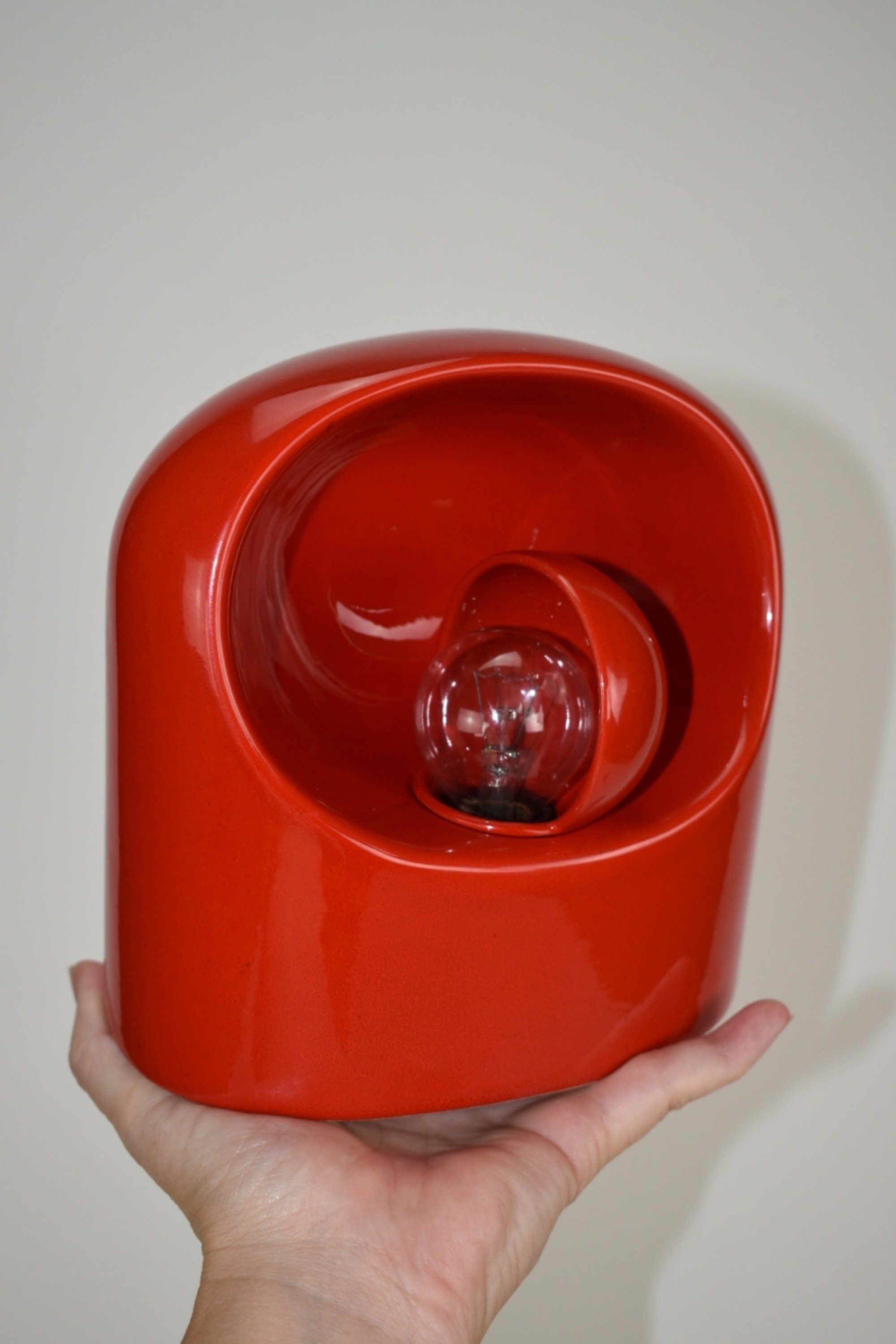 Rare Mid Century Red Ceramic Lamp by Marcello Cuneo, Italy Design Light ...