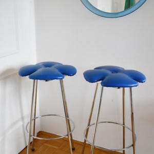 One of Two Effezeta Bar Stool/ Pop Art Blue Chair/ Mid Century Modern ...