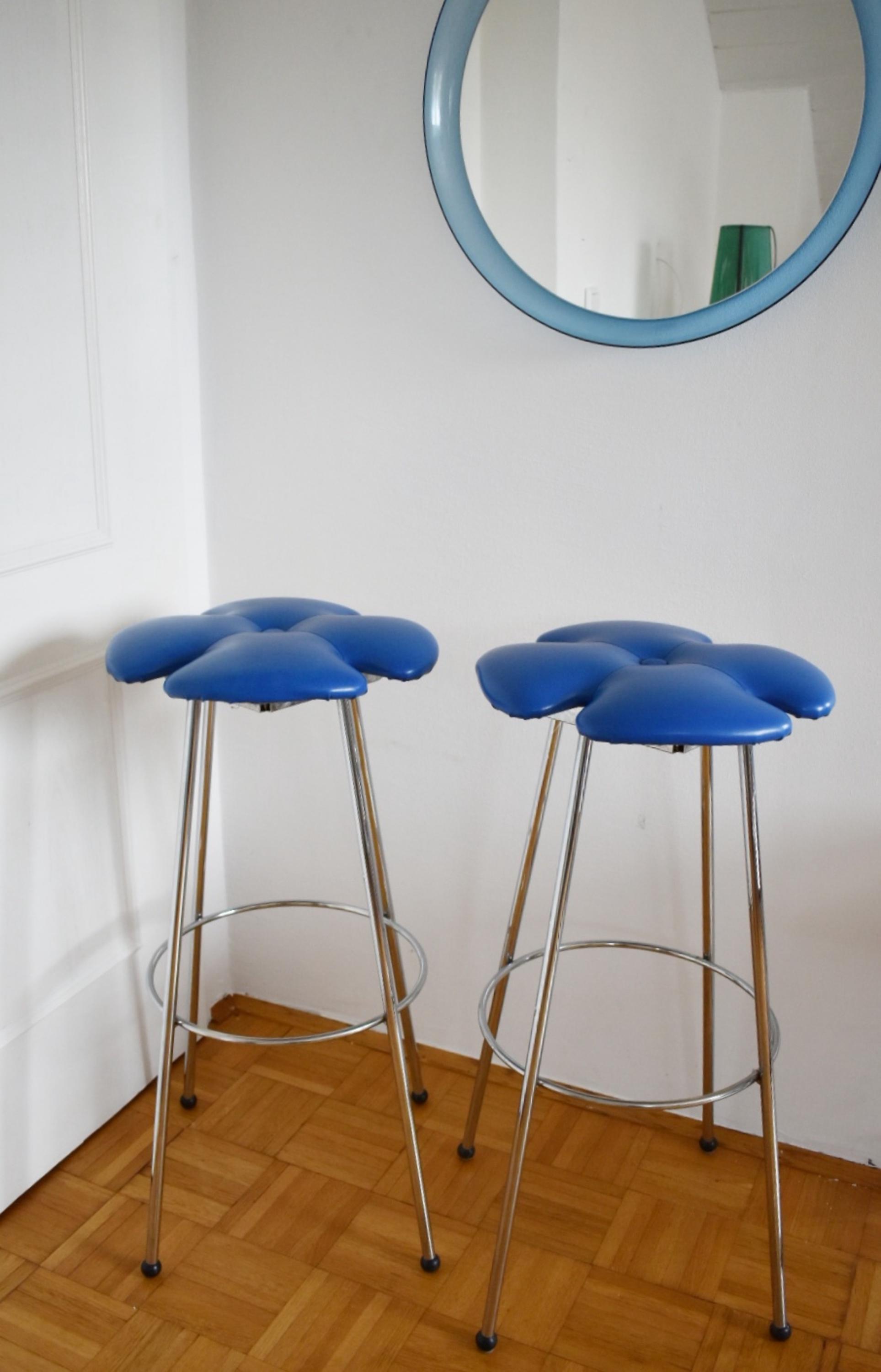 One of Two Effezeta Bar Stool/ Pop Art Blue Chair/ Mid Century Modern ...