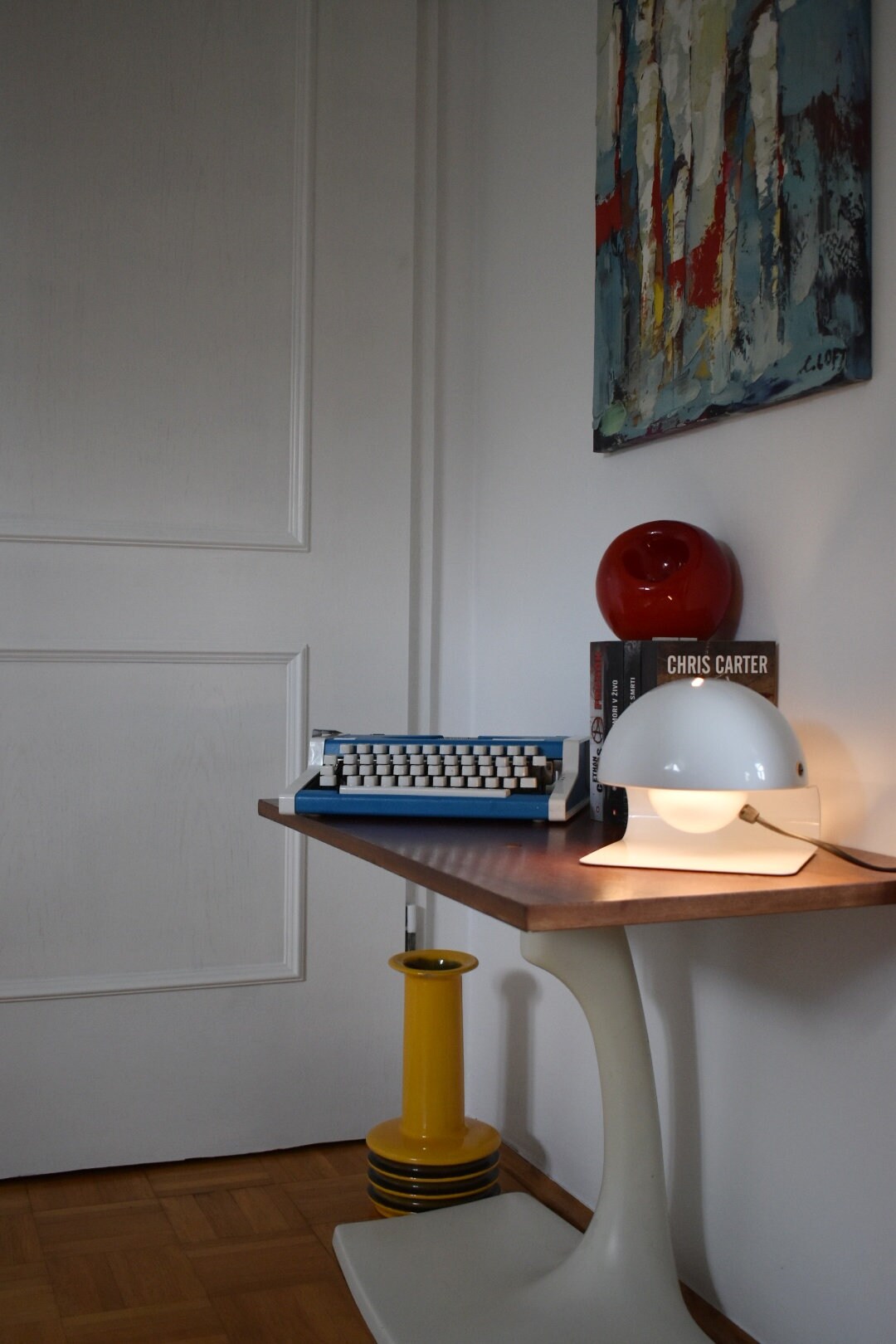 Vintage Meblo Guzzini White Table Lamp/ Bugia Nighstand Light by ...