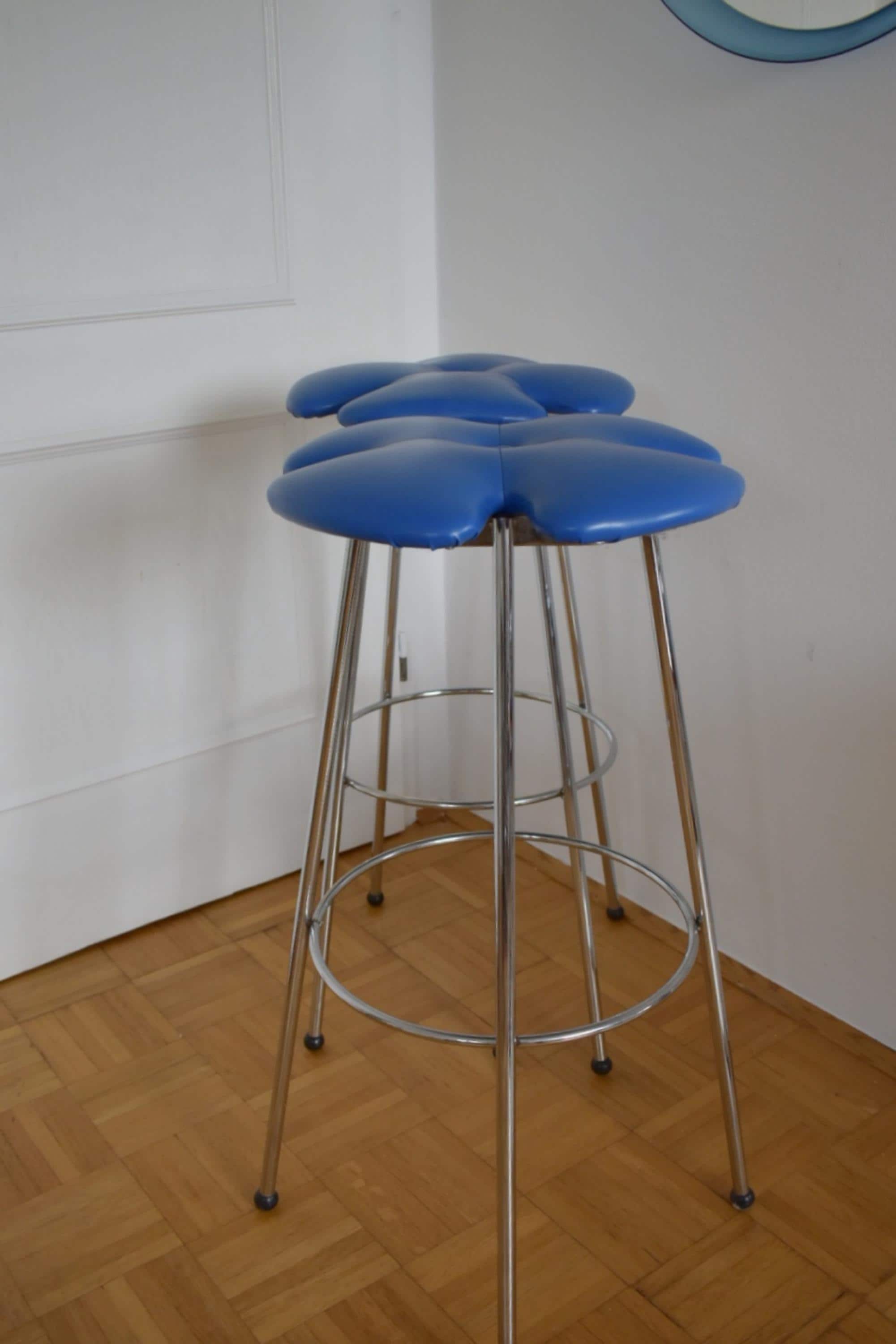 One of Two Effezeta Bar Stool/ Pop Art Blue Chair/ Mid Century Modern ...