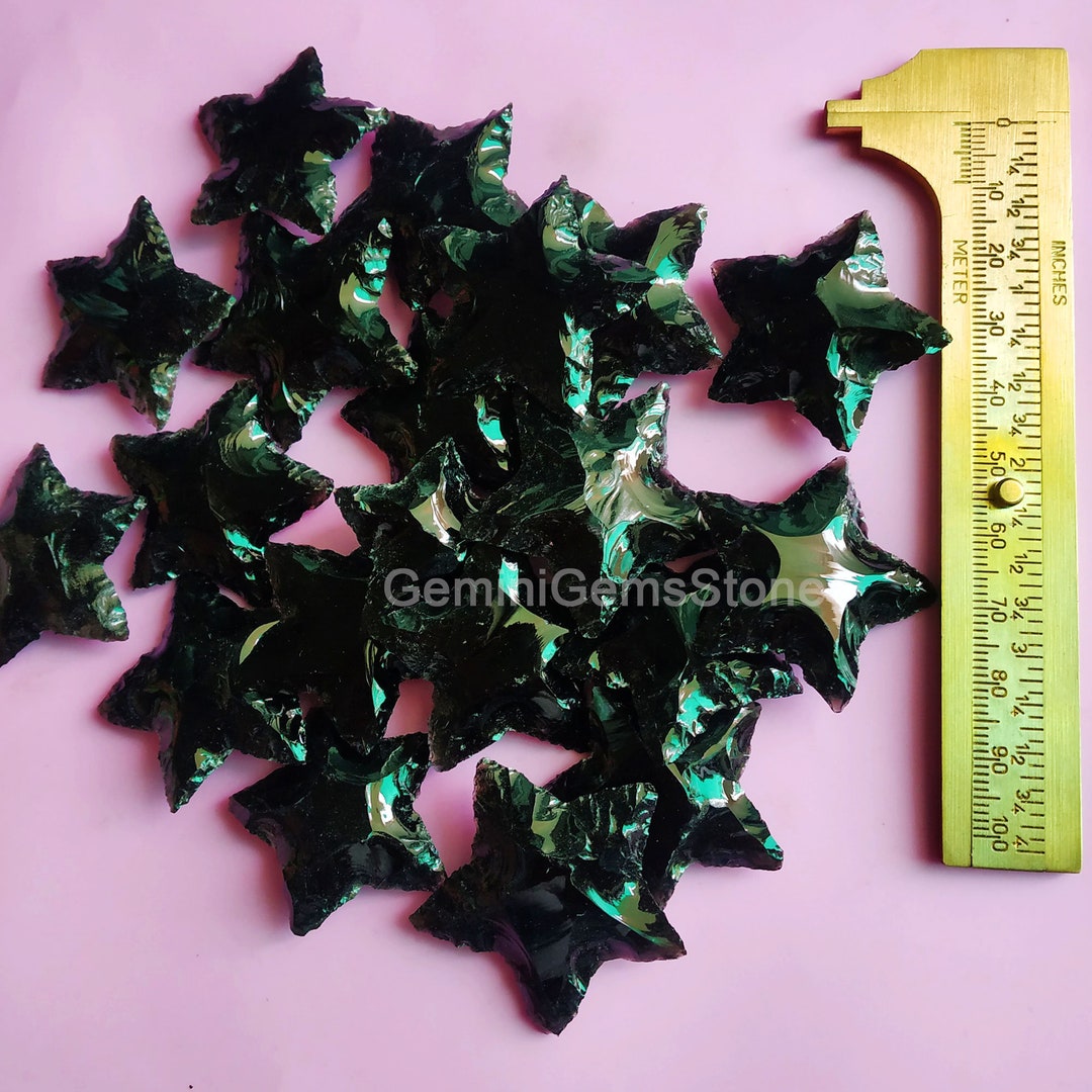 Obsidian Star, Black Obsidian Crystal Star, Obsidian Crescent Star ...