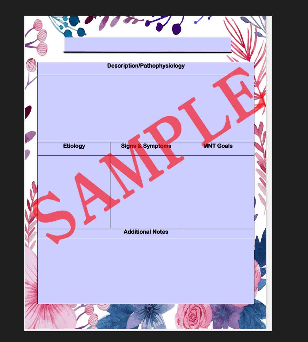 Medical Nutrition Therapy Templates, Dietetic Study Materials, Clinical ...