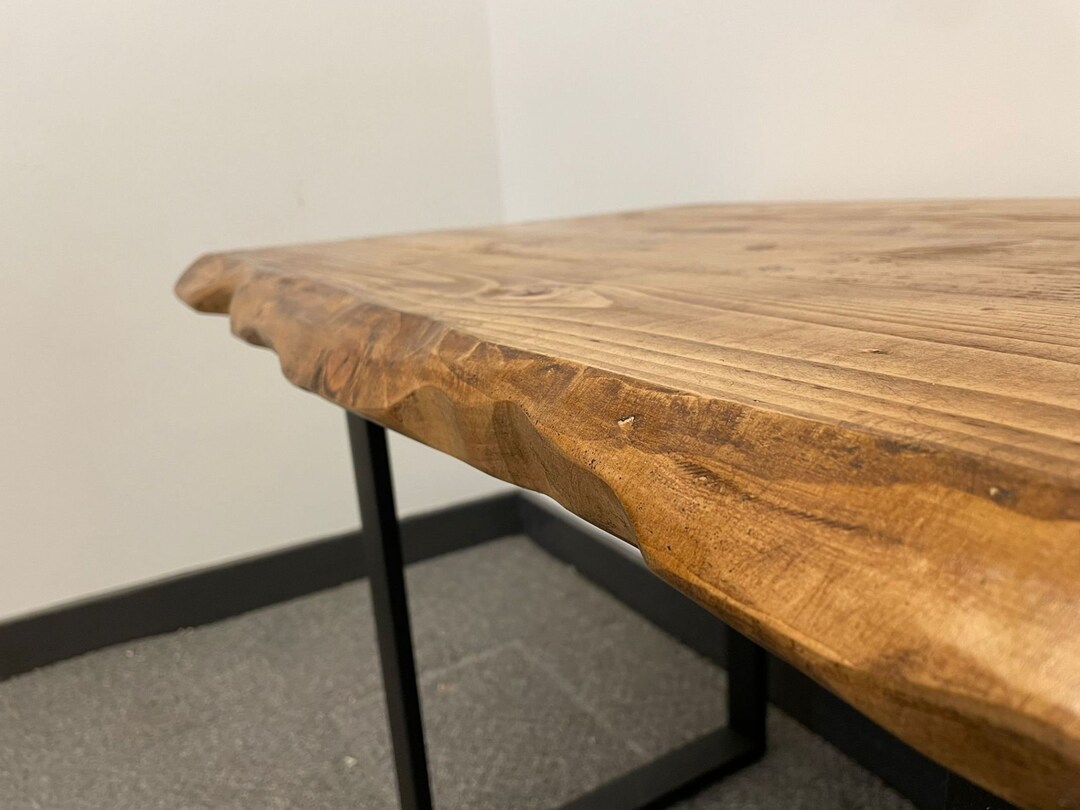 Waney Edge Solid Wood Oak Colour Top Table Only Industrial - Etsy