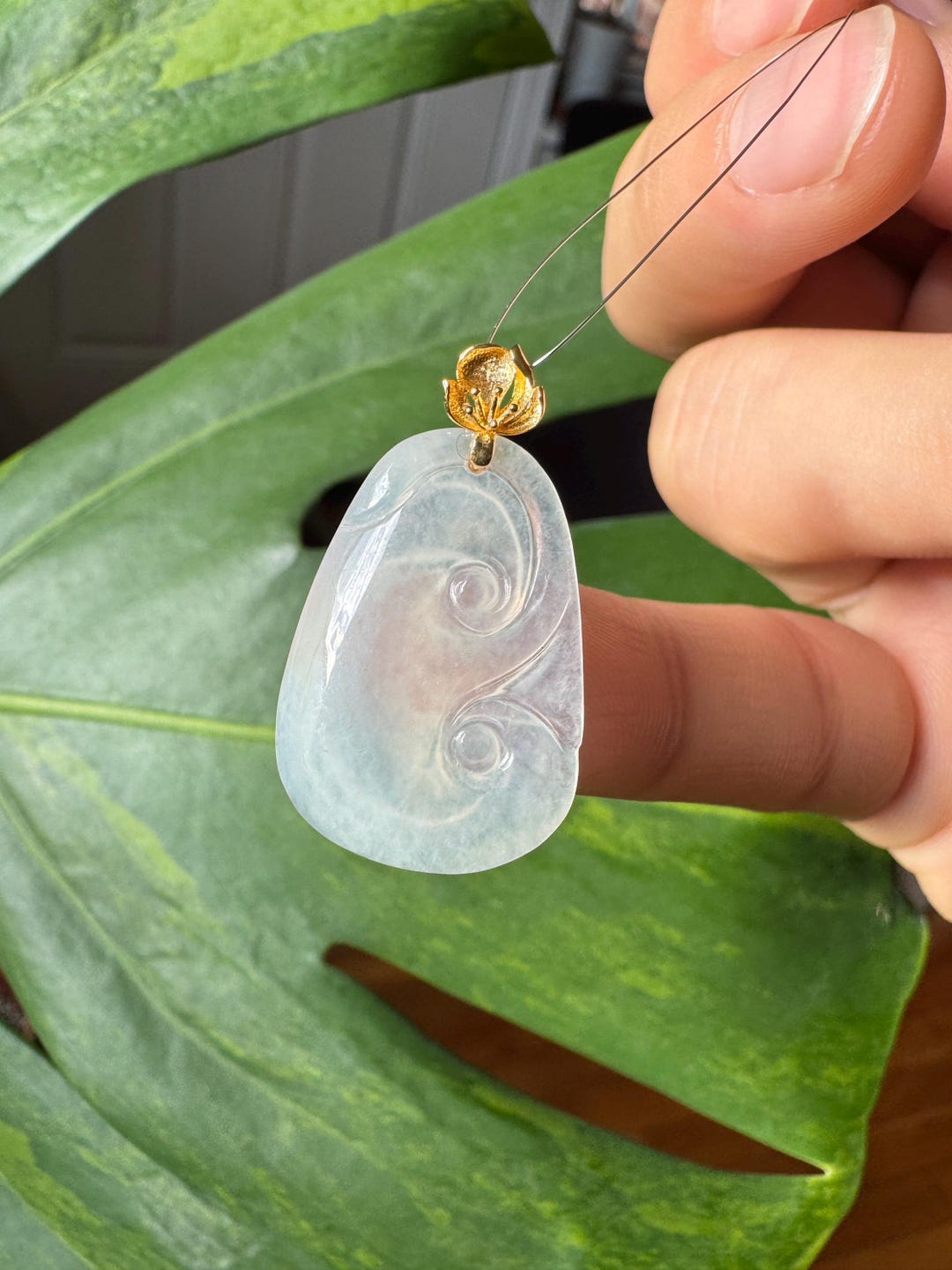 RARE High A+++ Quality Nature Jade Pendant+ 18k White Gold - Etsy