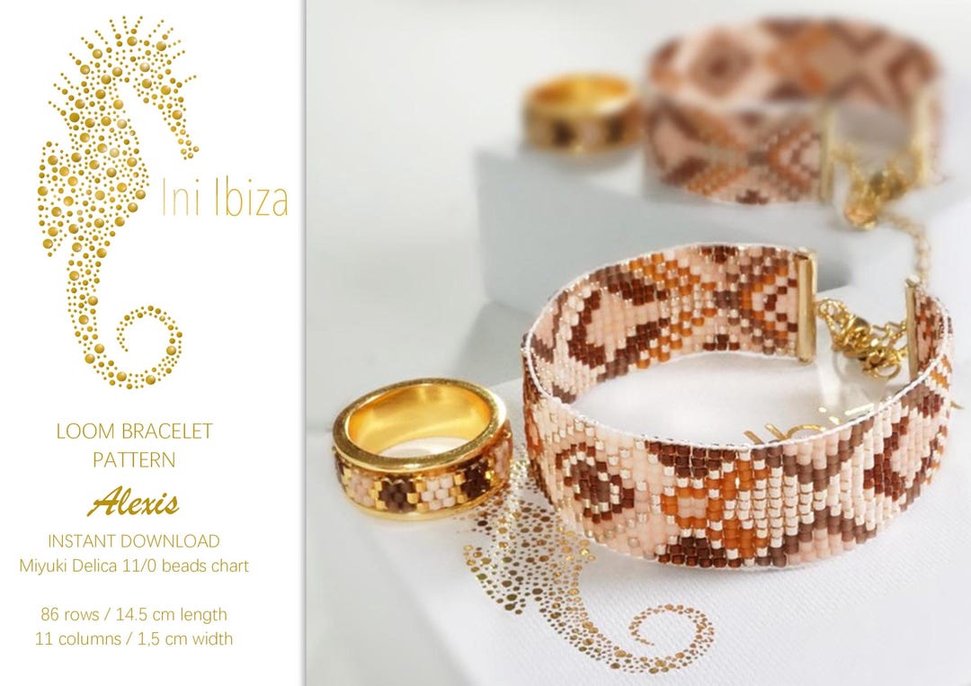 Loom Bracelet Pattern “alexis” for Miyuki Delica 11/0, PDF Beading ...