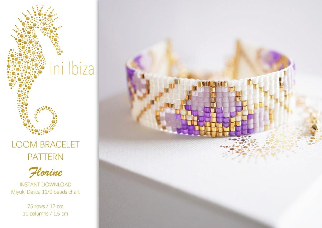 Loom Bracelet Pattern “florine” for Miyuki Delica 11/0,PDF Beading ...
