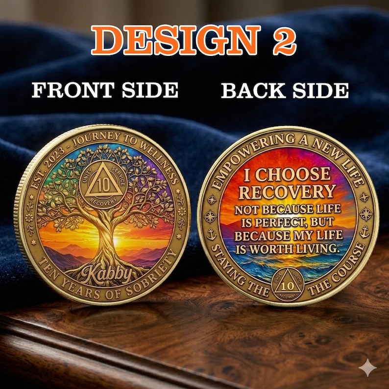 Personalized Sobriety Coin, Custom AA Medallion 1-99 Years, Recovery ...