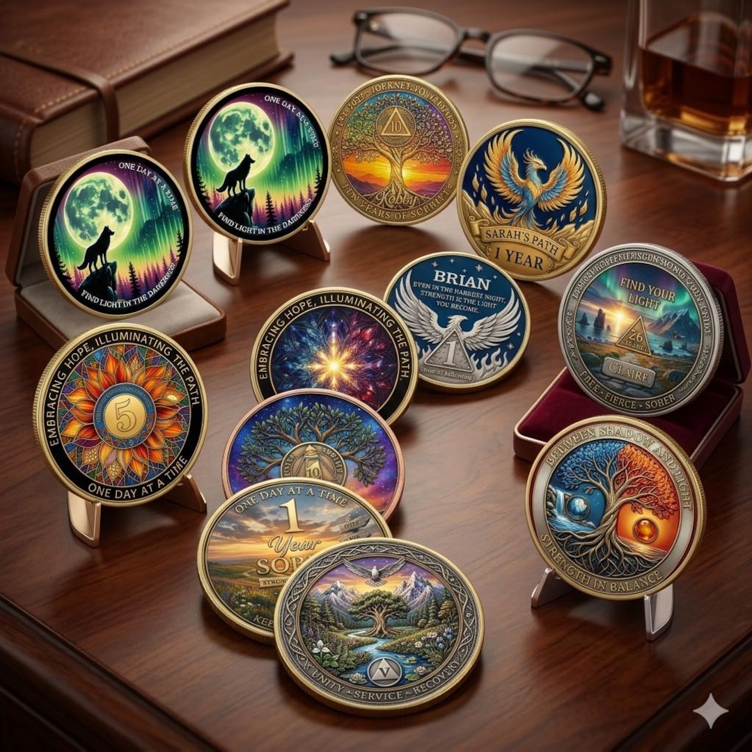 Personalized Sobriety Coin, Custom AA Medallion 1-99 Years, Recovery ...