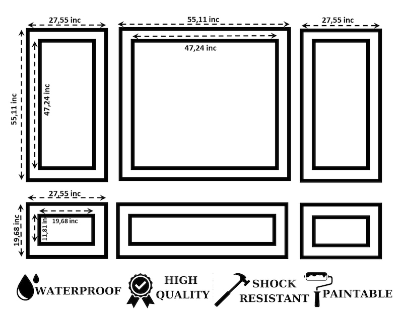 Easy Wall Molding Package Ready to Install Wall Cladding Kit Pre-cut ...