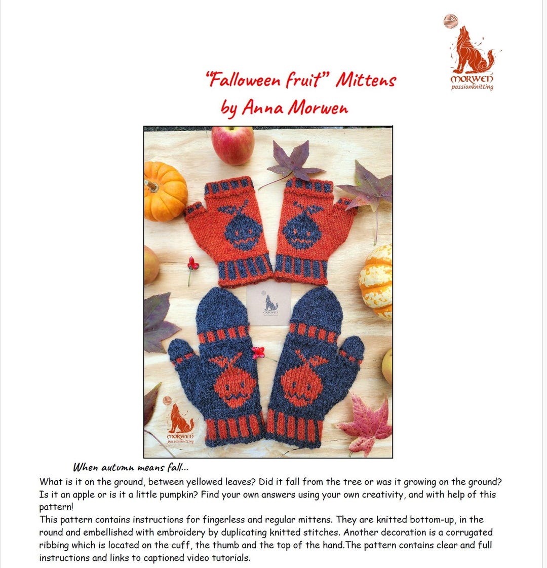 Knitting Pattern: Easy Pumpkin Mittens Knit Pattern for Worsted Yarn ...