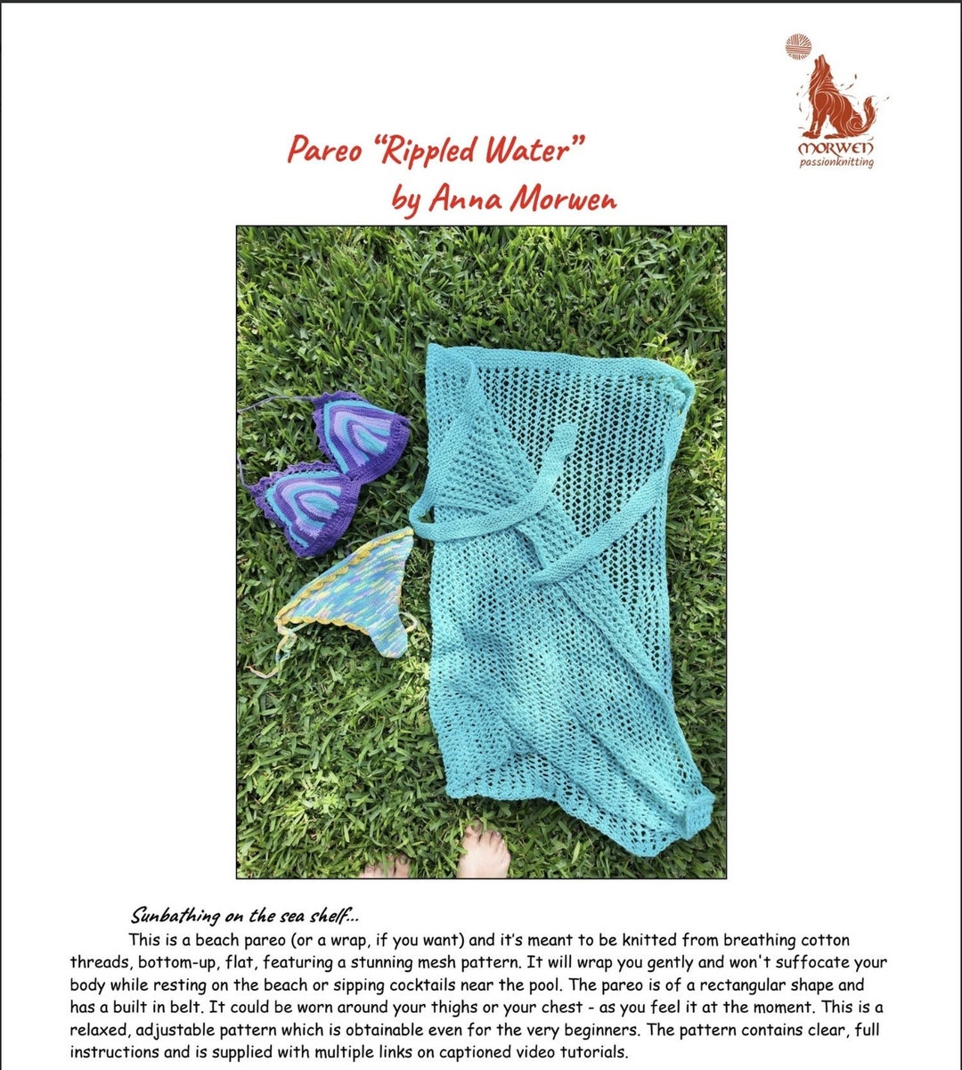 Knit Pareo Pattern – Lightweight Wrap or Beach Cover up | Summer ...