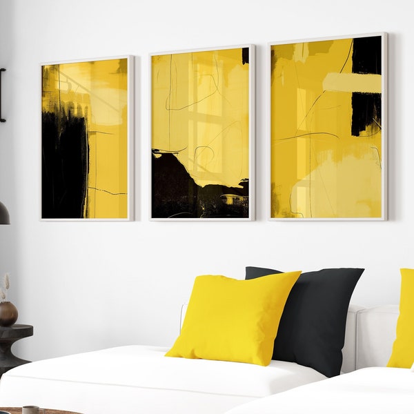 Yellow Abstract Art - Etsy