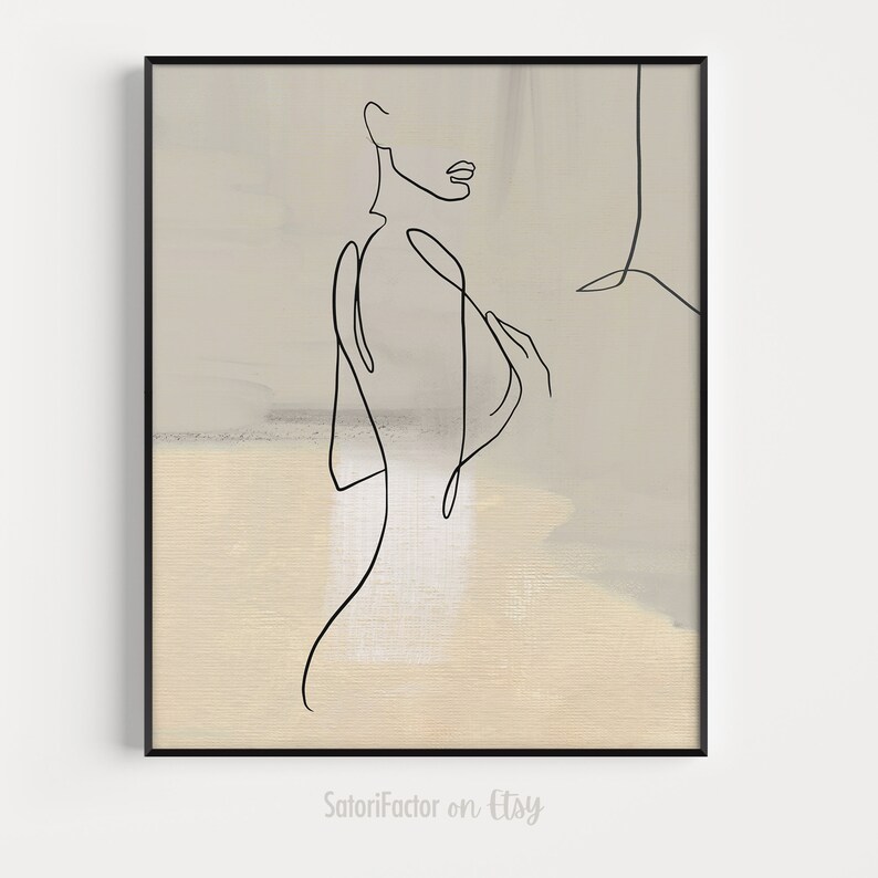 Line Art Black Woman Modern Line Drawing Set of 3 Abstract - Etsy