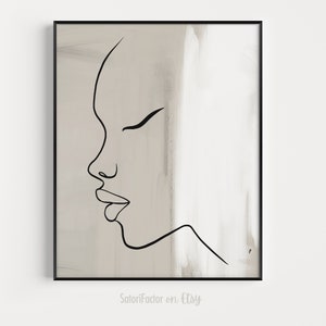Line Art Black Woman, Modern Line Drawing, Set of 3 Abstract Prints ...