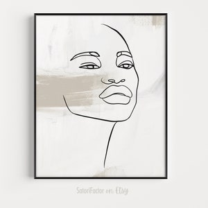 Line Art Black Woman, Modern Line Drawing, Set of 3 Abstract Prints ...