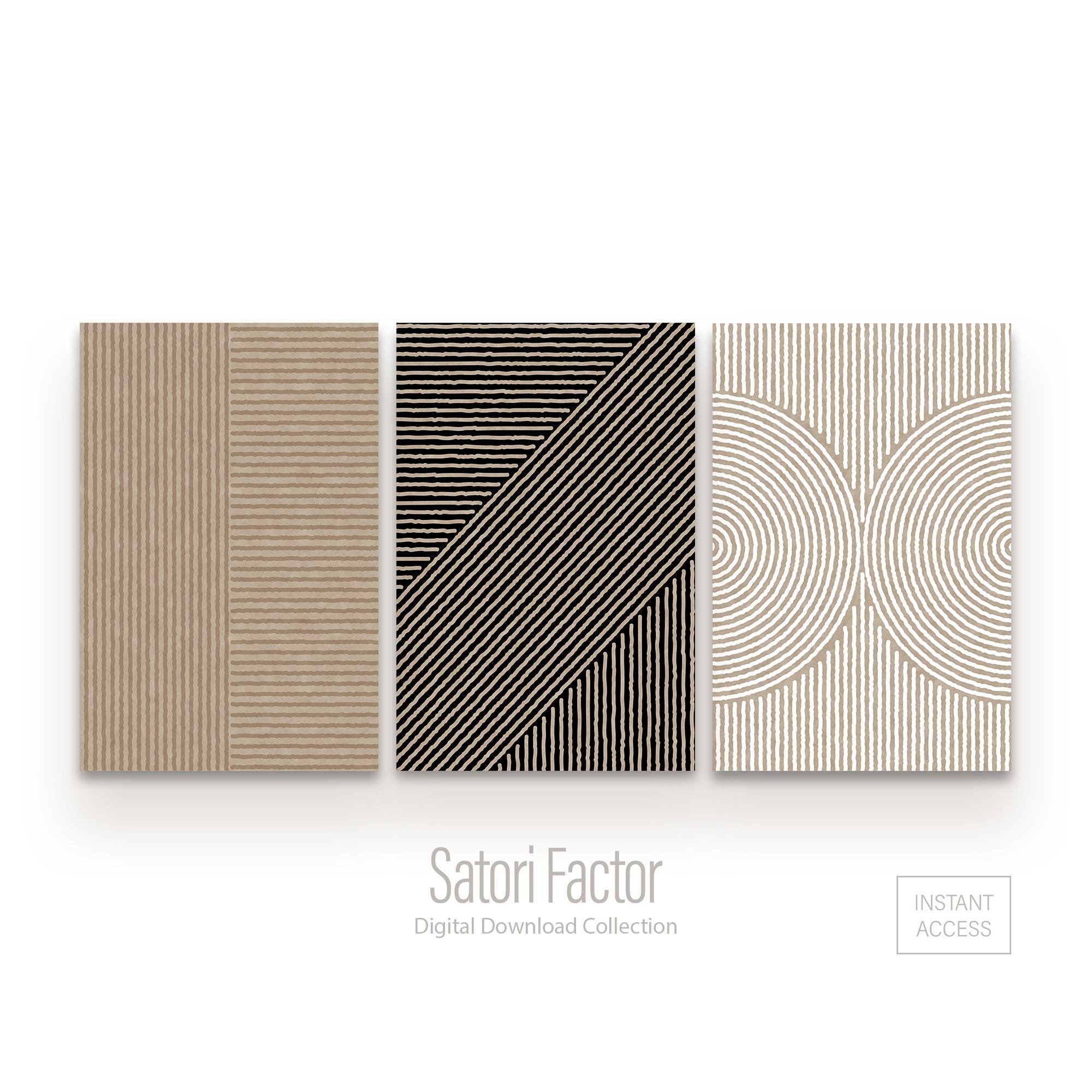 Neutral Abstract Line Art Prints: Minimalist Home Decor (digital ...
