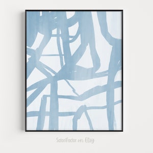 Blue Abstract Wall Art, Set of 3 Prints, Printable Abstract Art, Blue ...