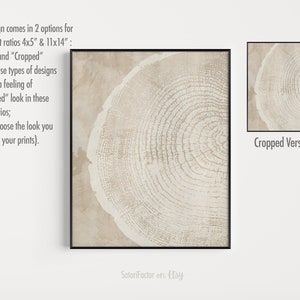 Tree Ring Wall Art, Set of 2 Nordic Prints, Beige Tree Stump Art ...