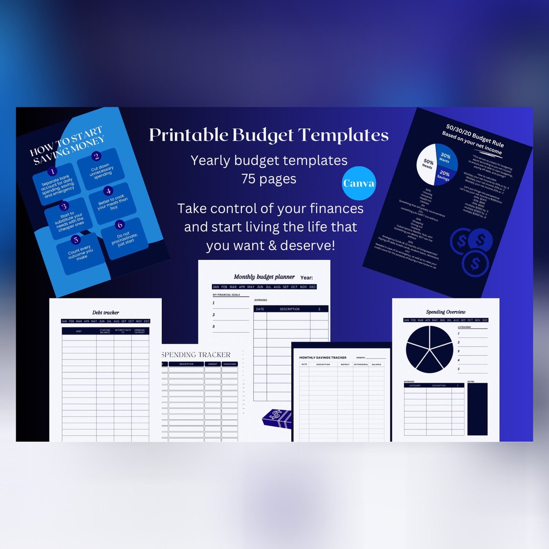 Printable Digital Budgeting Templates Canva, Financial Management ...