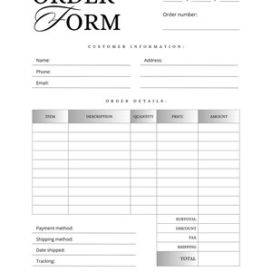 Digital Order Forms 50 Pages Canva, Order Form Templates for Small ...