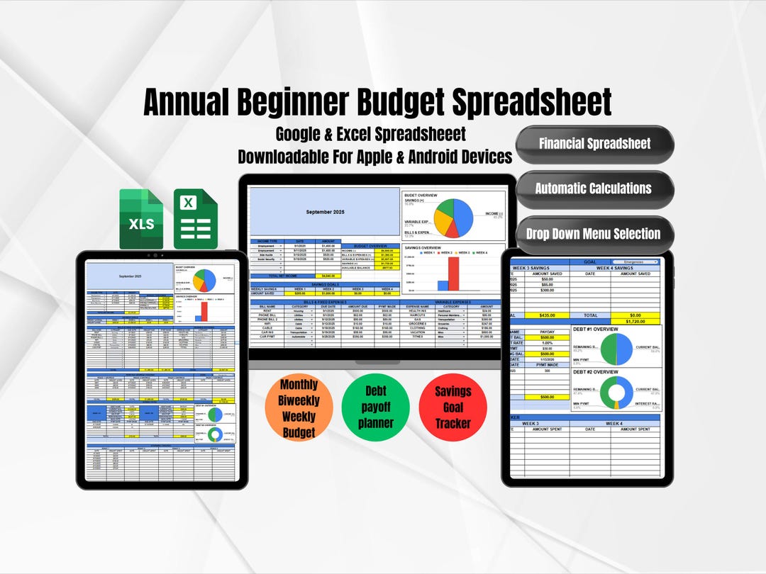 Beginner Budget Spreadsheet All in One Budget Tracker Monthly Biweekly ...