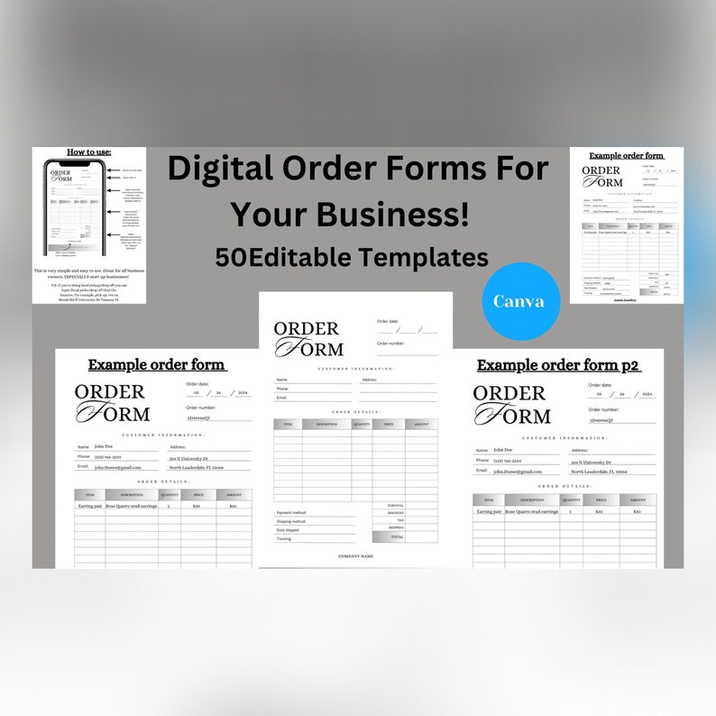Digital Order Forms 50 Pages Canva, Order Form Templates for Small ...