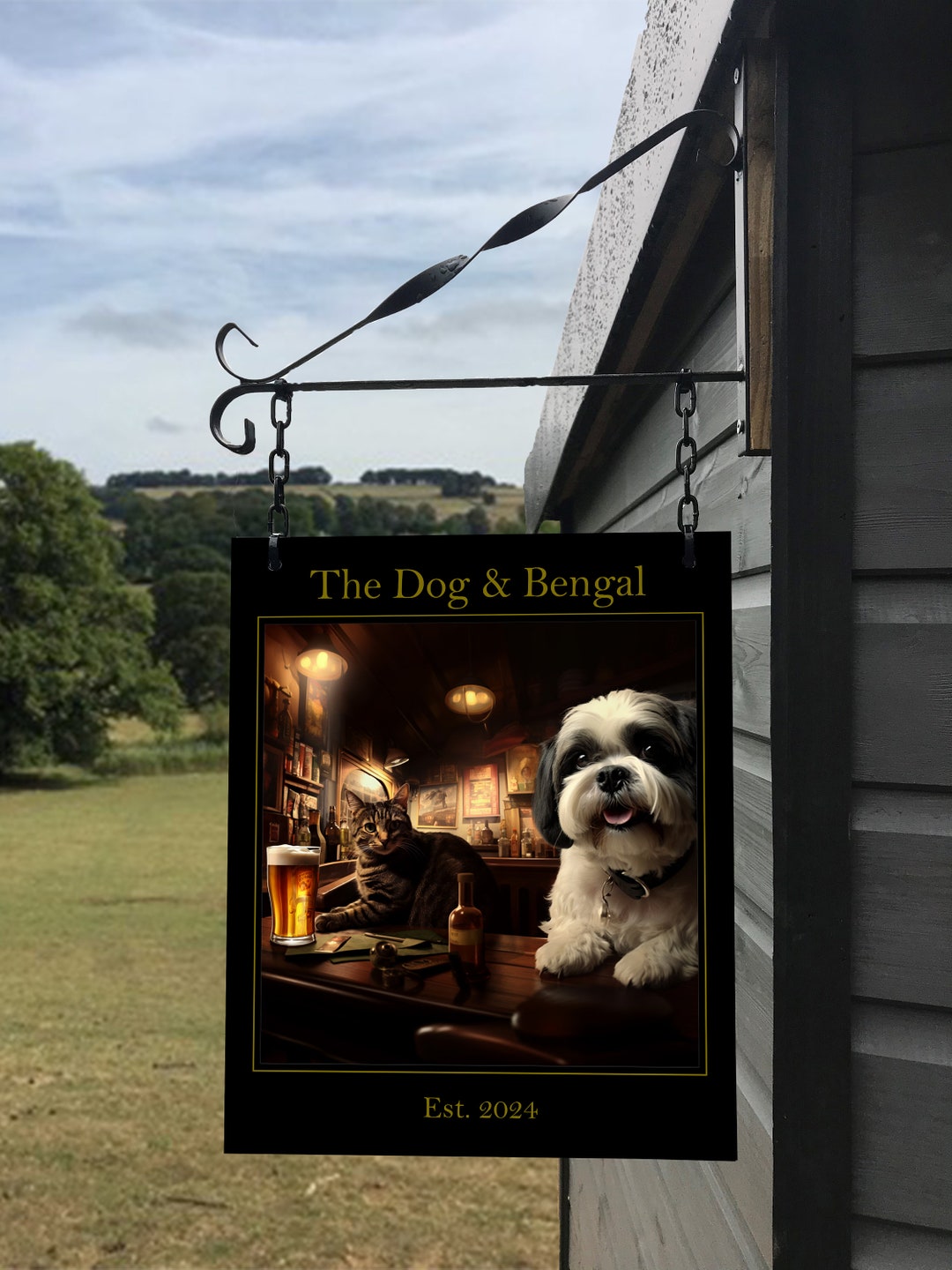 Customised Pet Hanging Pub Sign for Home Bar or Man Cave Personalised ...