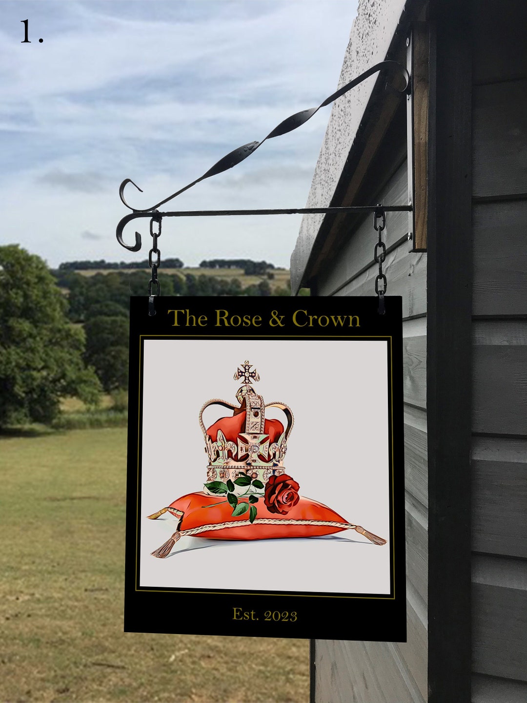 The Rose & Crown Hanging Pub Sign for Home Bar or Man Cave! - the Rose ...