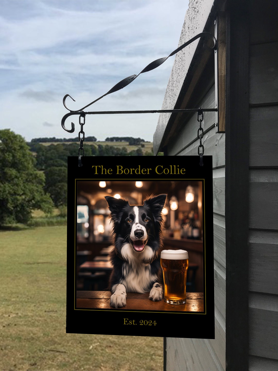 The Border Collie Hanging Pub Sign for Home Bar or Man Cave! - the ...