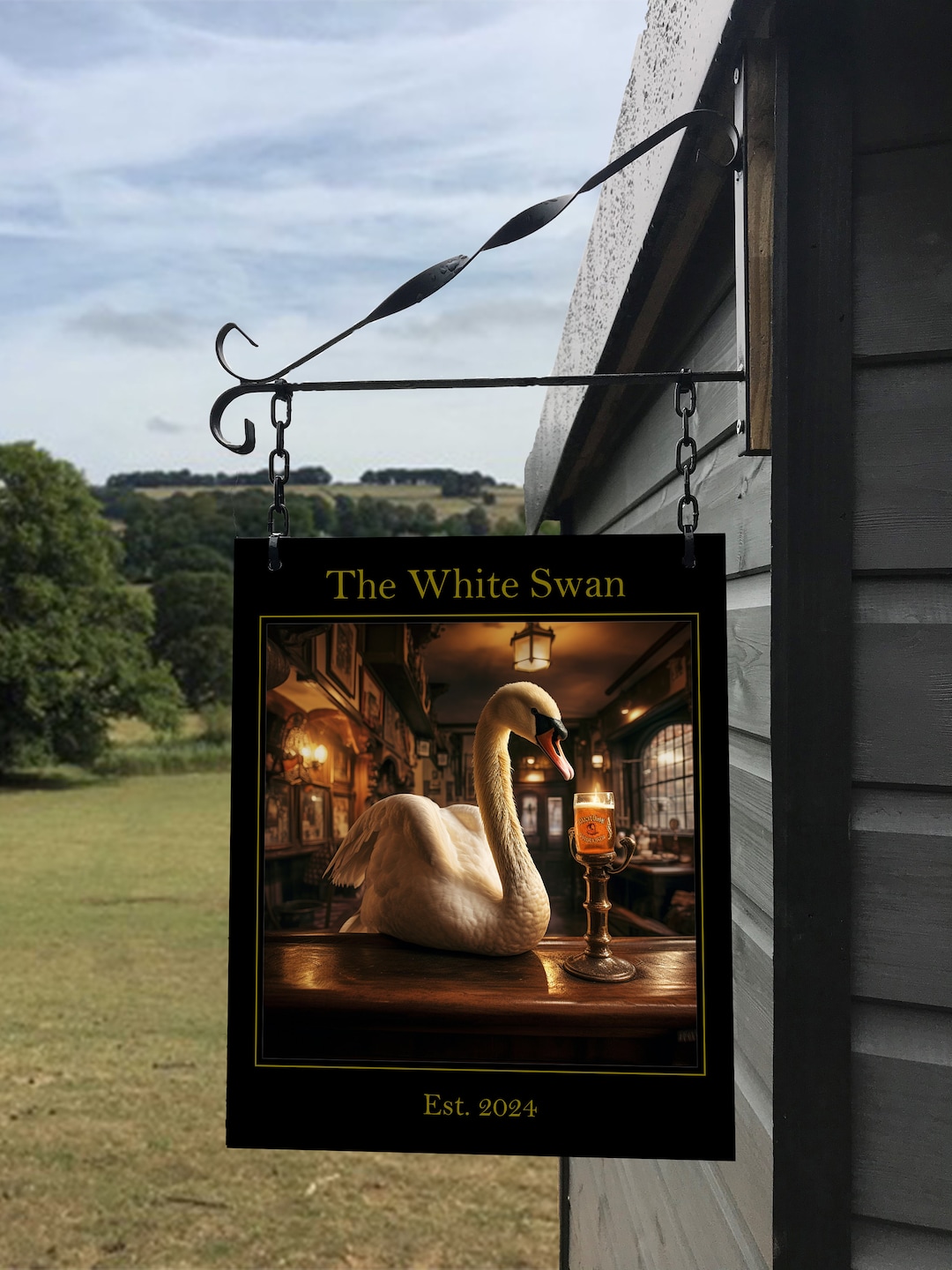 The White Swan Hanging Pub Sign for Home Bar or Man Cave! - the White ...