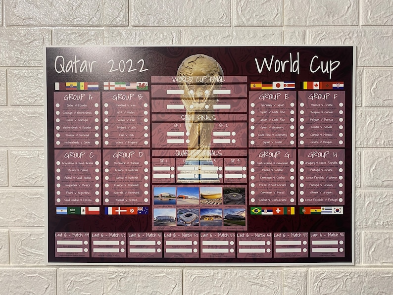 World Cup Wall Chart - Qatar 2022 Wall Chart - A1 - A3 - Etsy