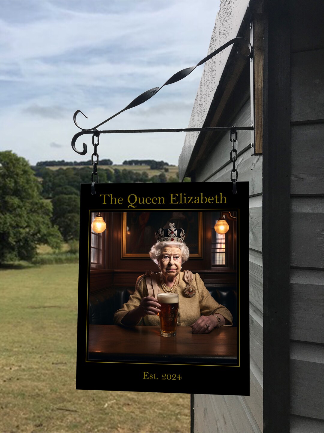 The Queen Elizabeth Hanging Pub Sign for Home Bar or Man Cave! - the ...
