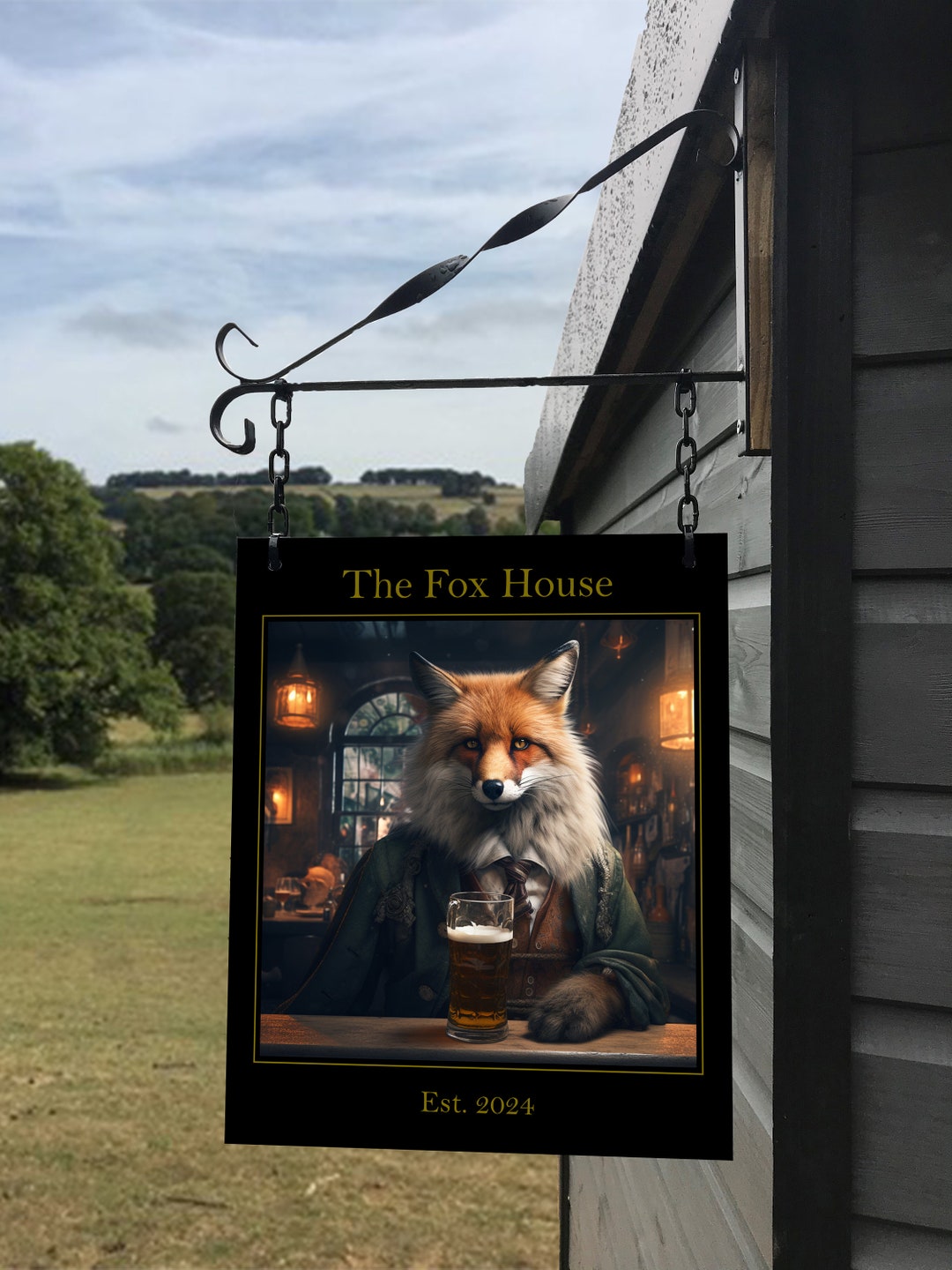 The Fox House Hanging Pub Sign for Home Bar or Man Cave! - Fox Bar Sign ...
