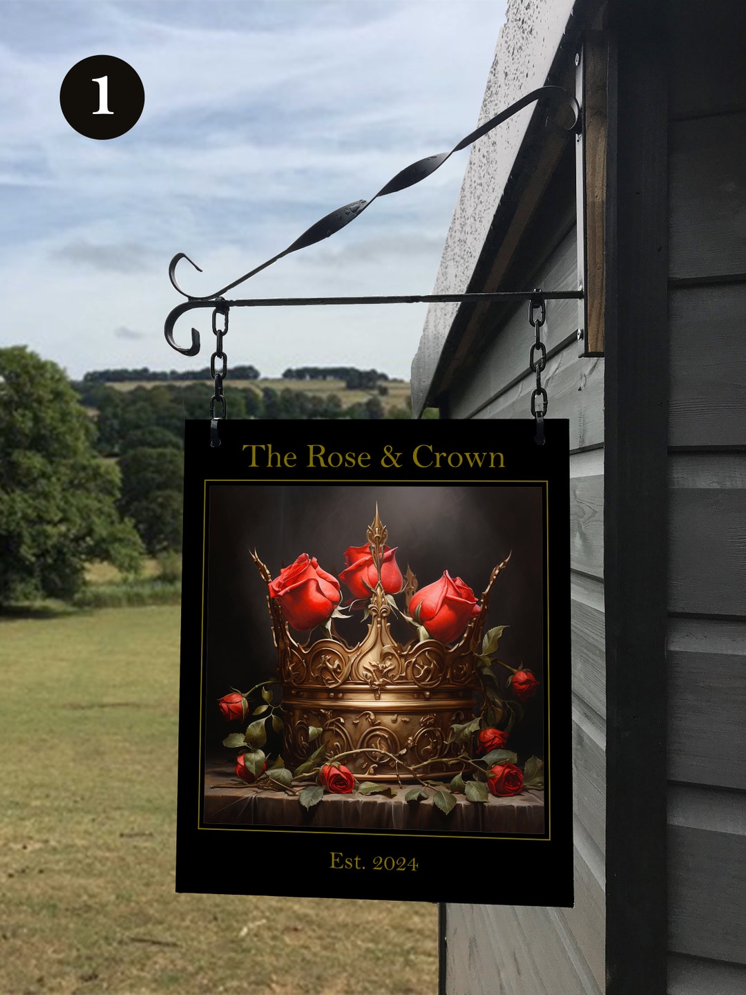 The Rose & Crown Hanging Pub Sign for Home Bar or Man Cave! - the Rose ...