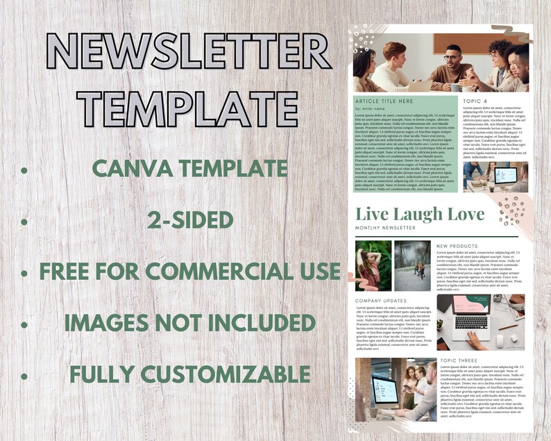 Boho Feminine 2-sided Newsletter Template | Business Canva Template ...